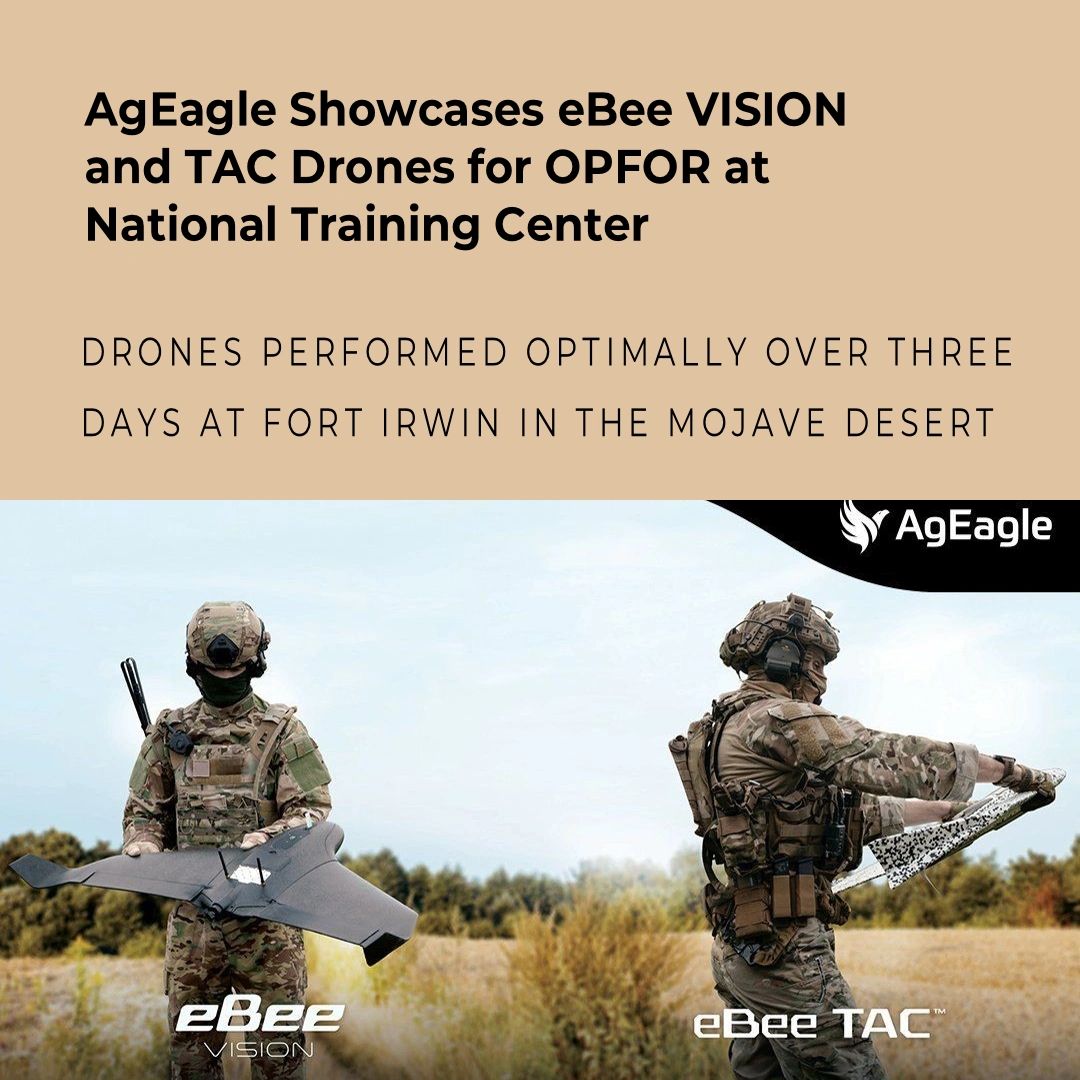 AgEagle Showcases eBee VISION & TAC Drones for OPFOR